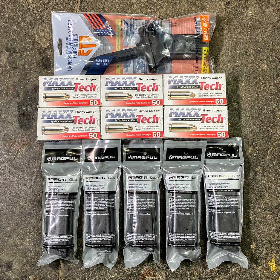 300rds MaxxTech 9mm 5 Magpul PMAG 17rd Glock Mags & ETS Speed Loader ...