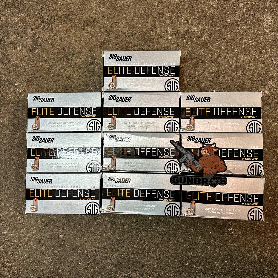 500rds Sig Sauer Elite Defense V-Crown 9mm 147GR JHP - GUNTICKETS [10 ...