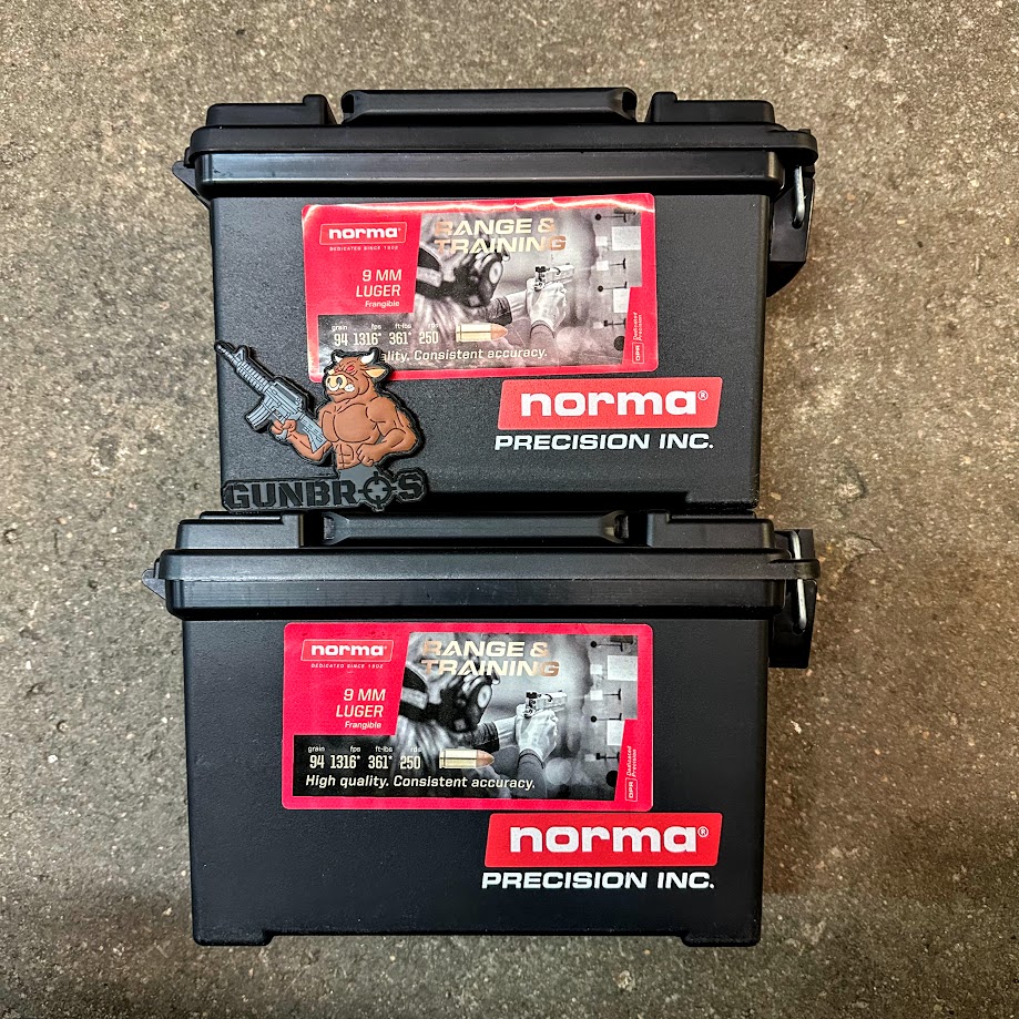 500rds Norma 9mm Frangible 95gr w/ Ammo Cans - GUNTICKETS [10 SPOT ...