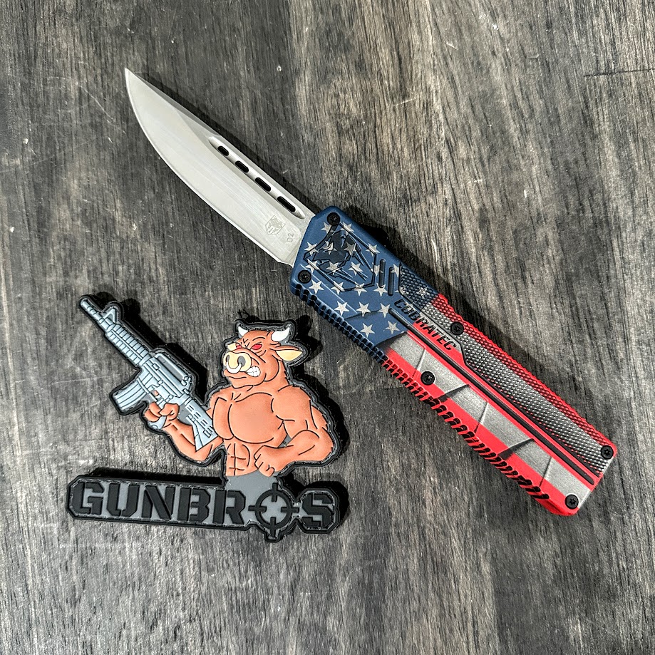 Cobratec American Flag Cerakote OTF Knife - GUNTICKETS [10 SPOT] - GUNBROS