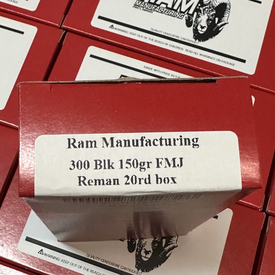 1000rds RAM 300 Blackout 150gr FMJ Reman - GUNTICKETS [10 SPOT] - GUNBROS